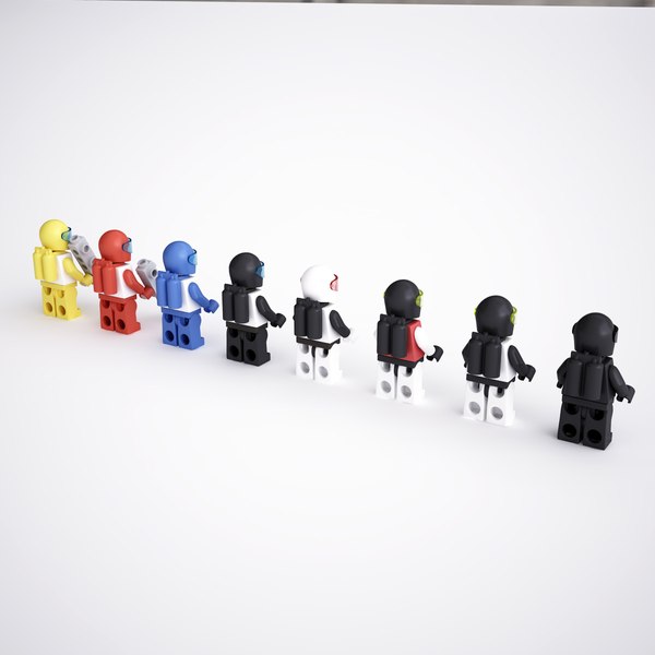 rigged lego space minifigures 3d model