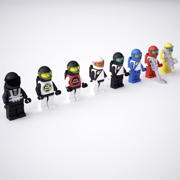 rigged lego space minifigures 3d model