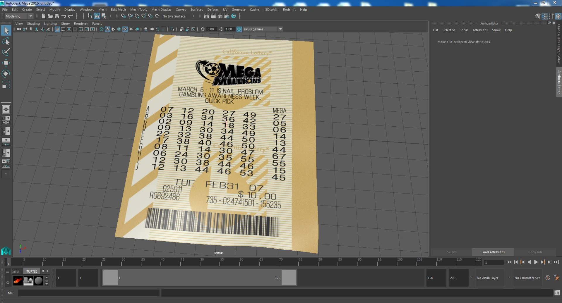 Plain Ticket Of Mega Millions Lottery 3D - TurboSquid 2022810