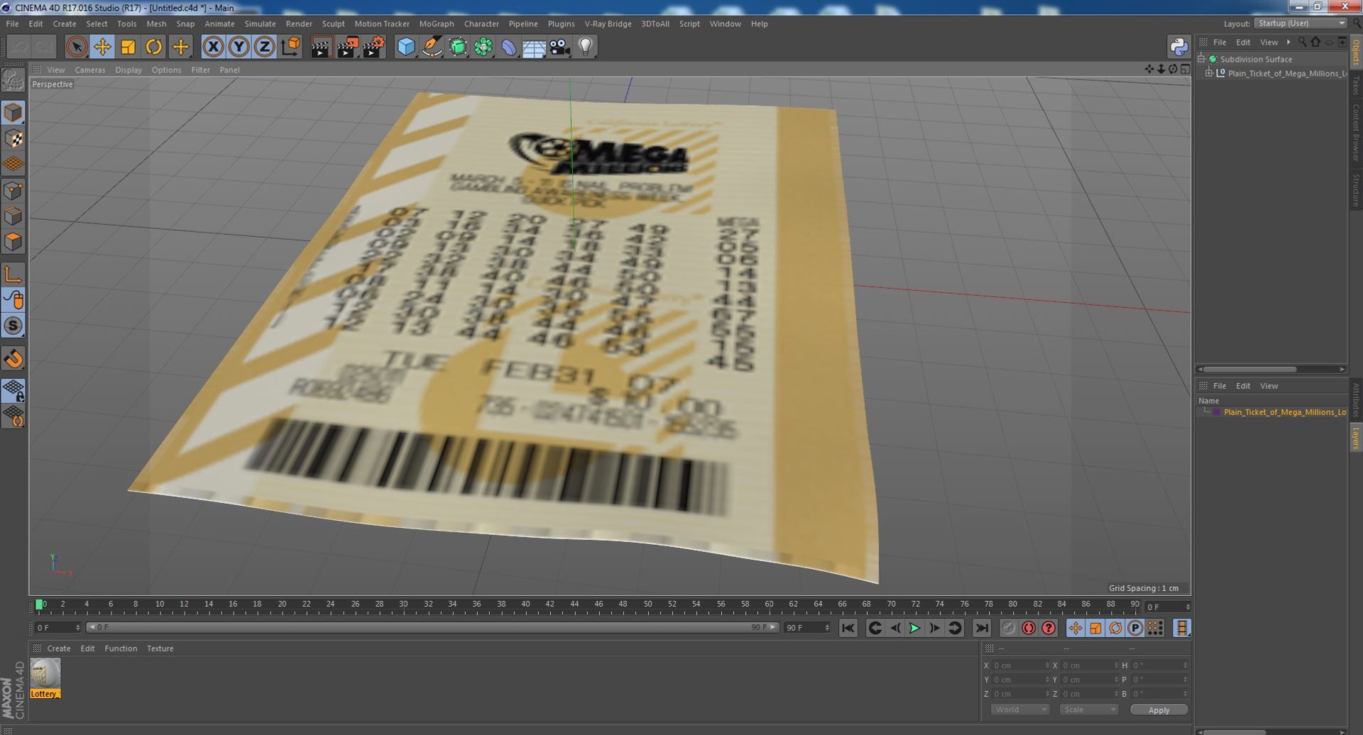 Plain Ticket Of Mega Millions Lottery 3D - TurboSquid 2022810
