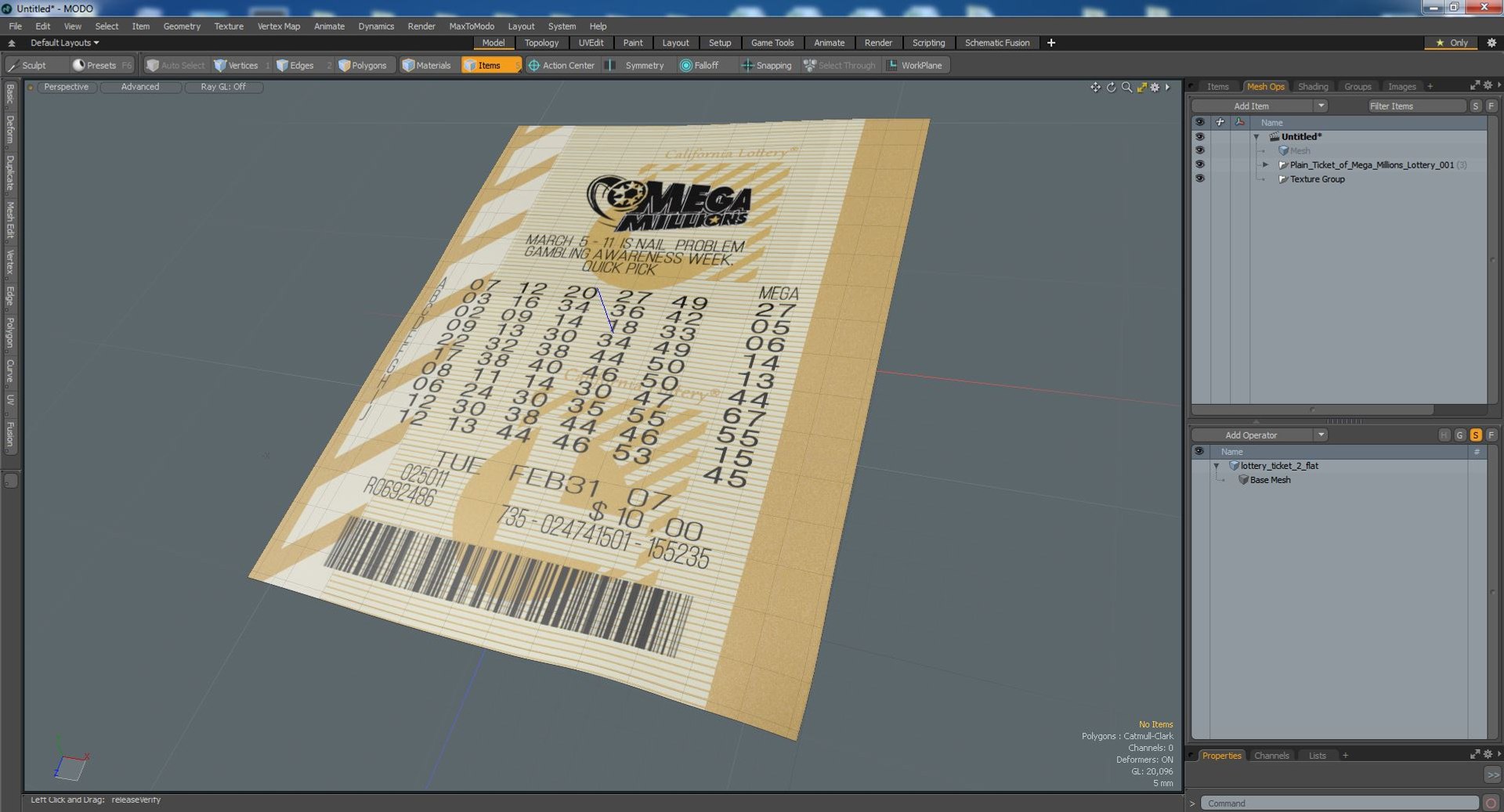 Plain Ticket Of Mega Millions Lottery 3D - TurboSquid 2022810
