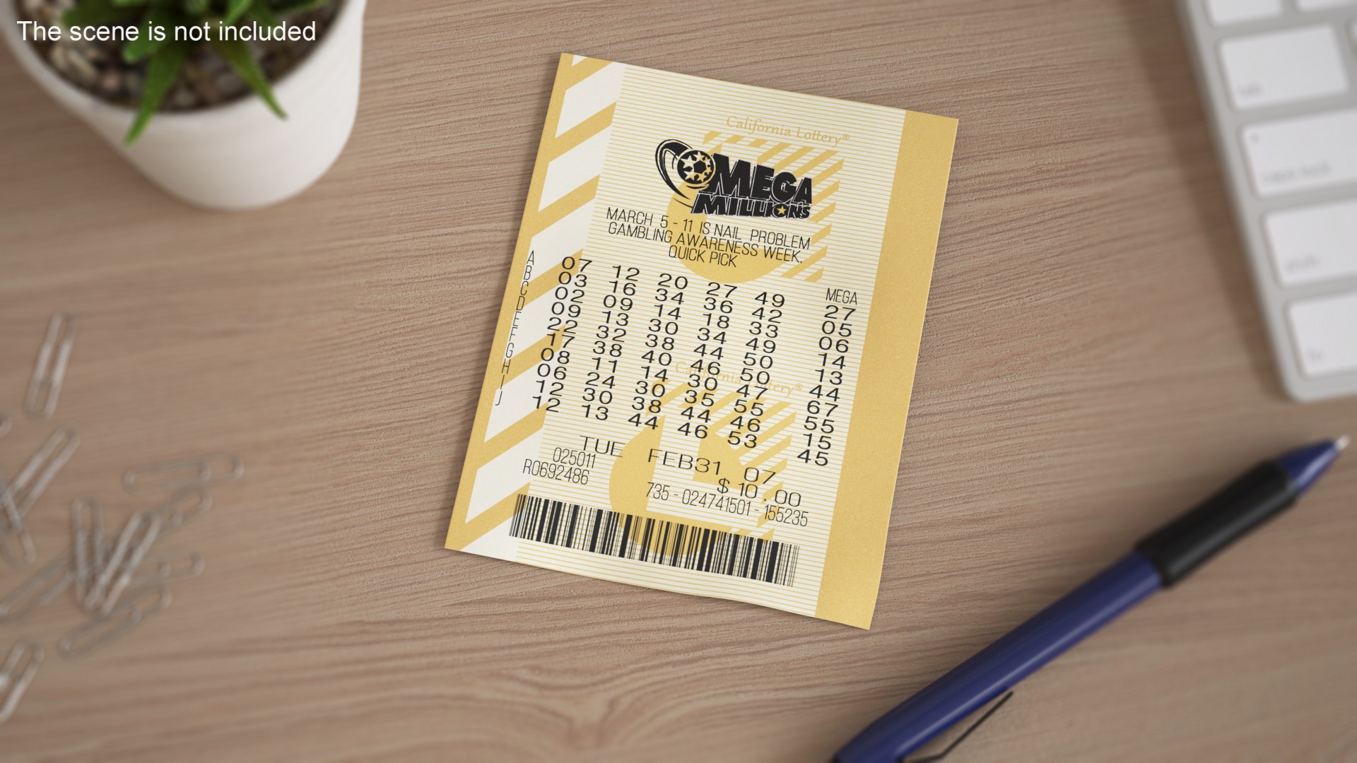 Plain Ticket Of Mega Millions Lottery 3D - TurboSquid 2022810