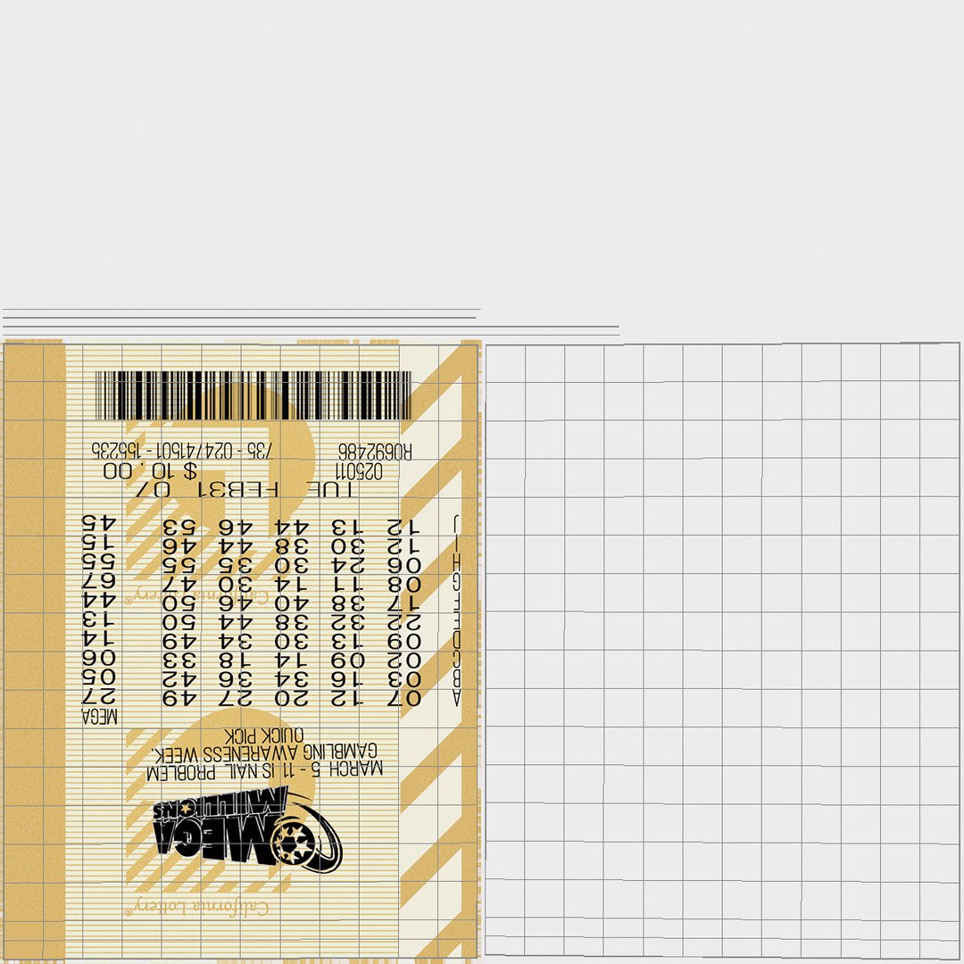 Plain Ticket Of Mega Millions Lottery 3D - TurboSquid 2022810