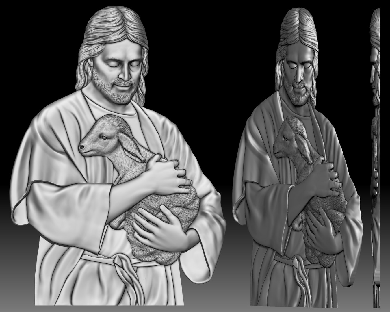 Jesus Christ With The Lamb - Low Relief For CNC Router Or 3D Printer 3D ...