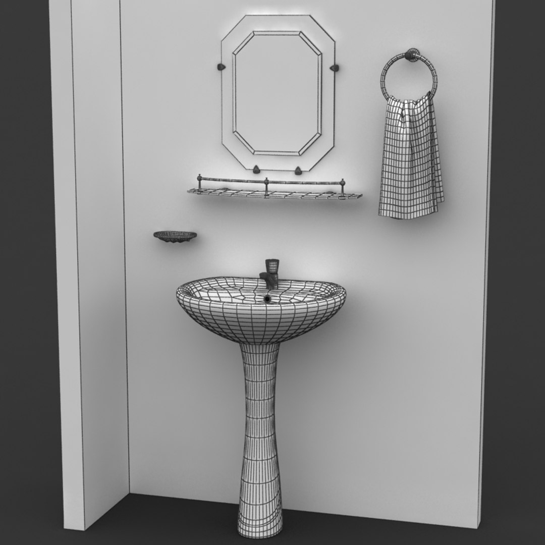 Bathroom Pedestal Sink Props 3d Max