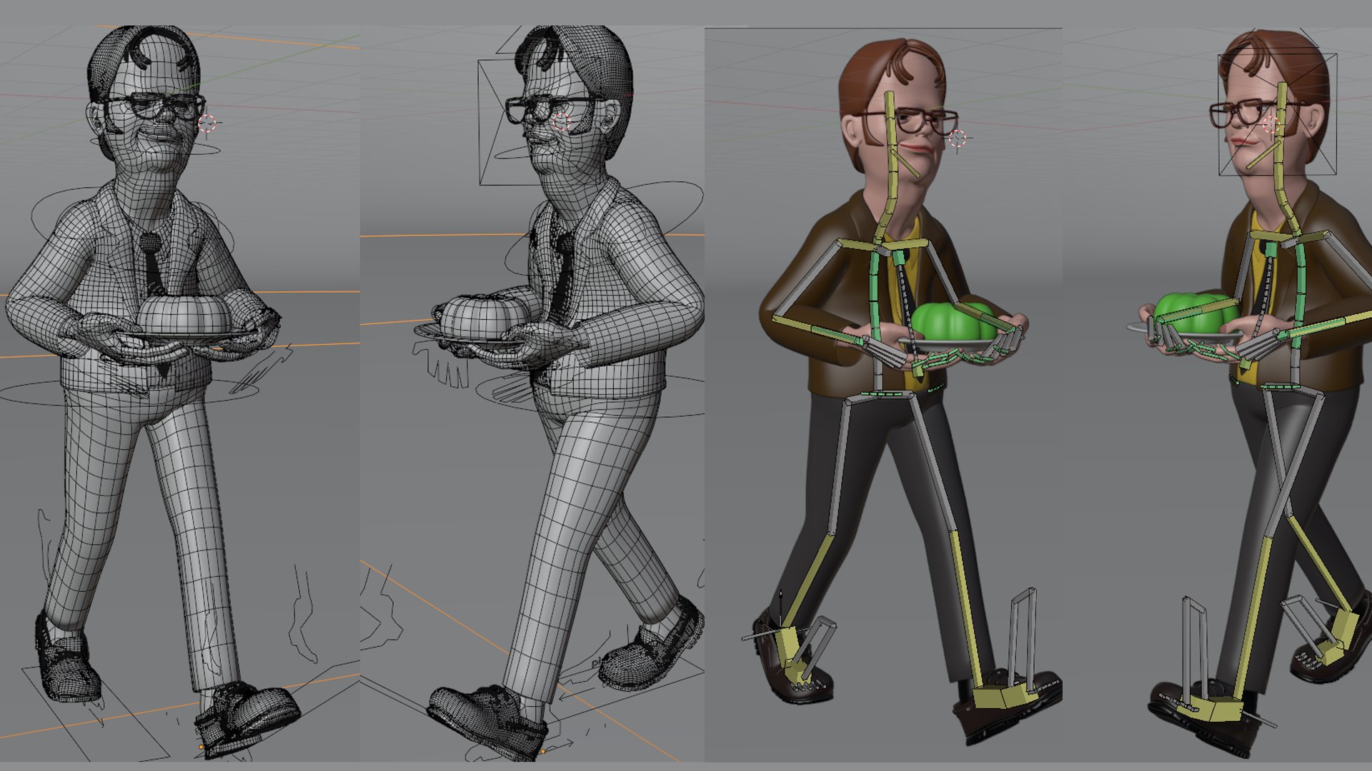 Dwight Character Rig Poses Animation 3D - TurboSquid 2009155