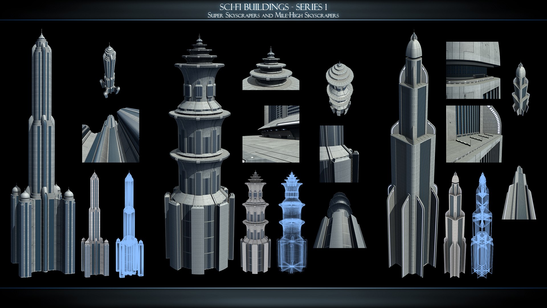 Super Skyscrapers Mile-high Futuristic Buildings 3d Model