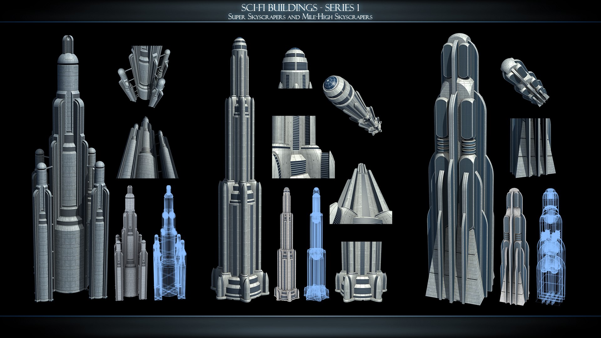 Super Skyscrapers Mile-high Futuristic Buildings 3d Model