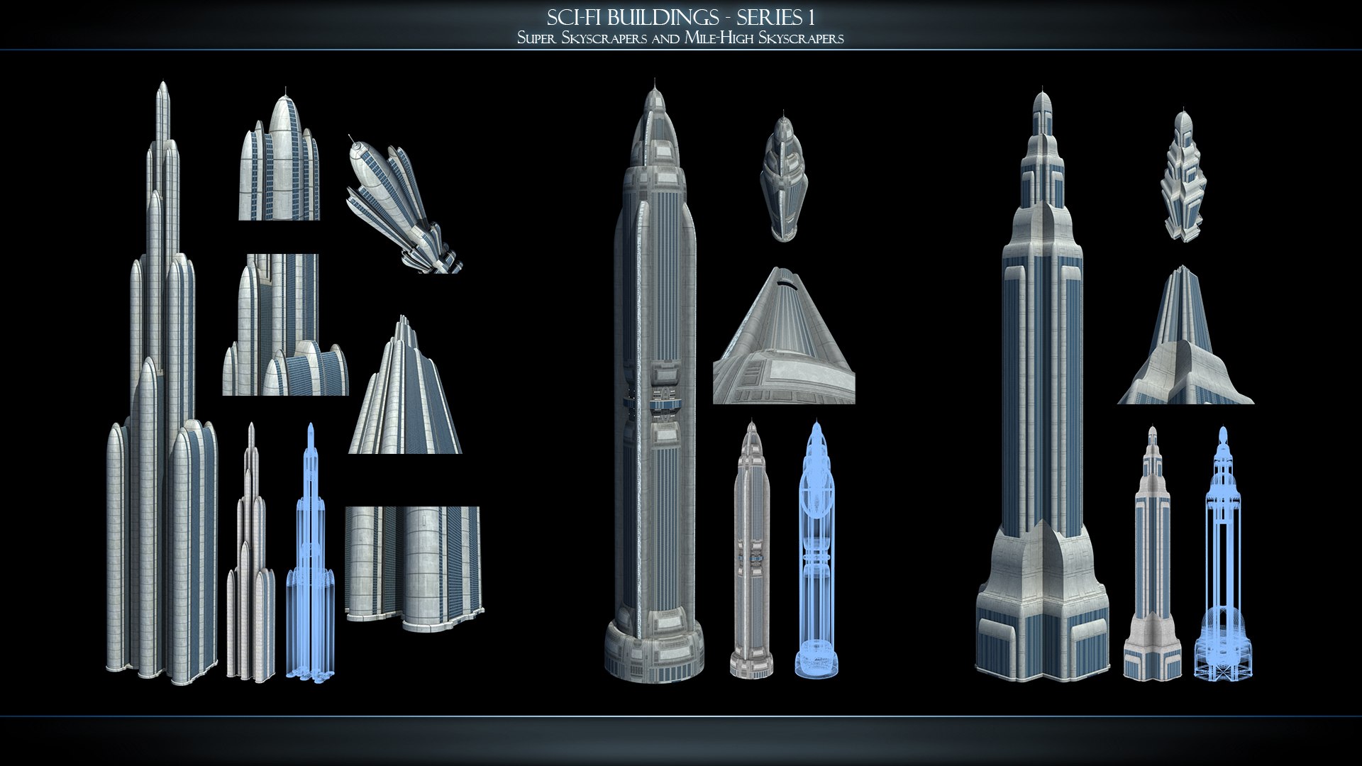 Super Skyscrapers Mile-high Futuristic Buildings 3d Model