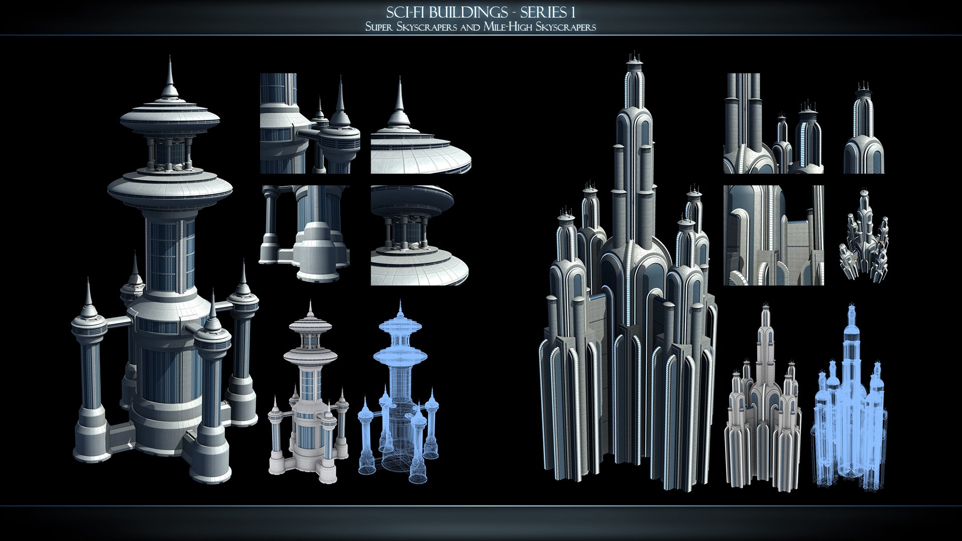 Super Skyscrapers Mile-high Futuristic Buildings 3d Model