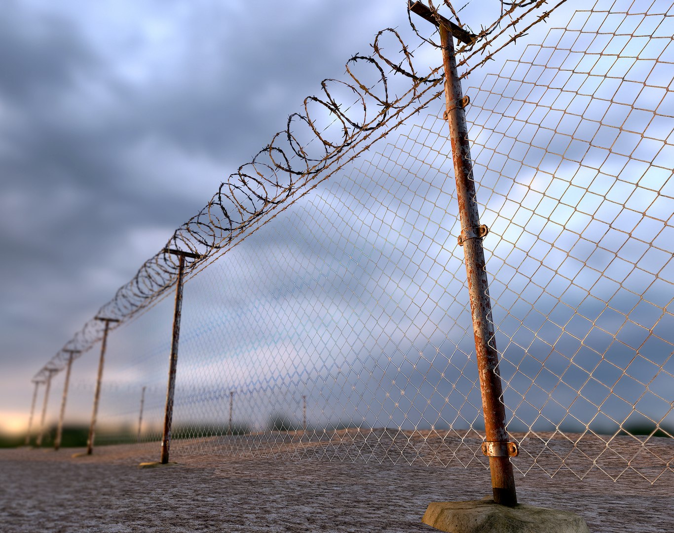 3D Old Chain Link Fence - TurboSquid 2200200