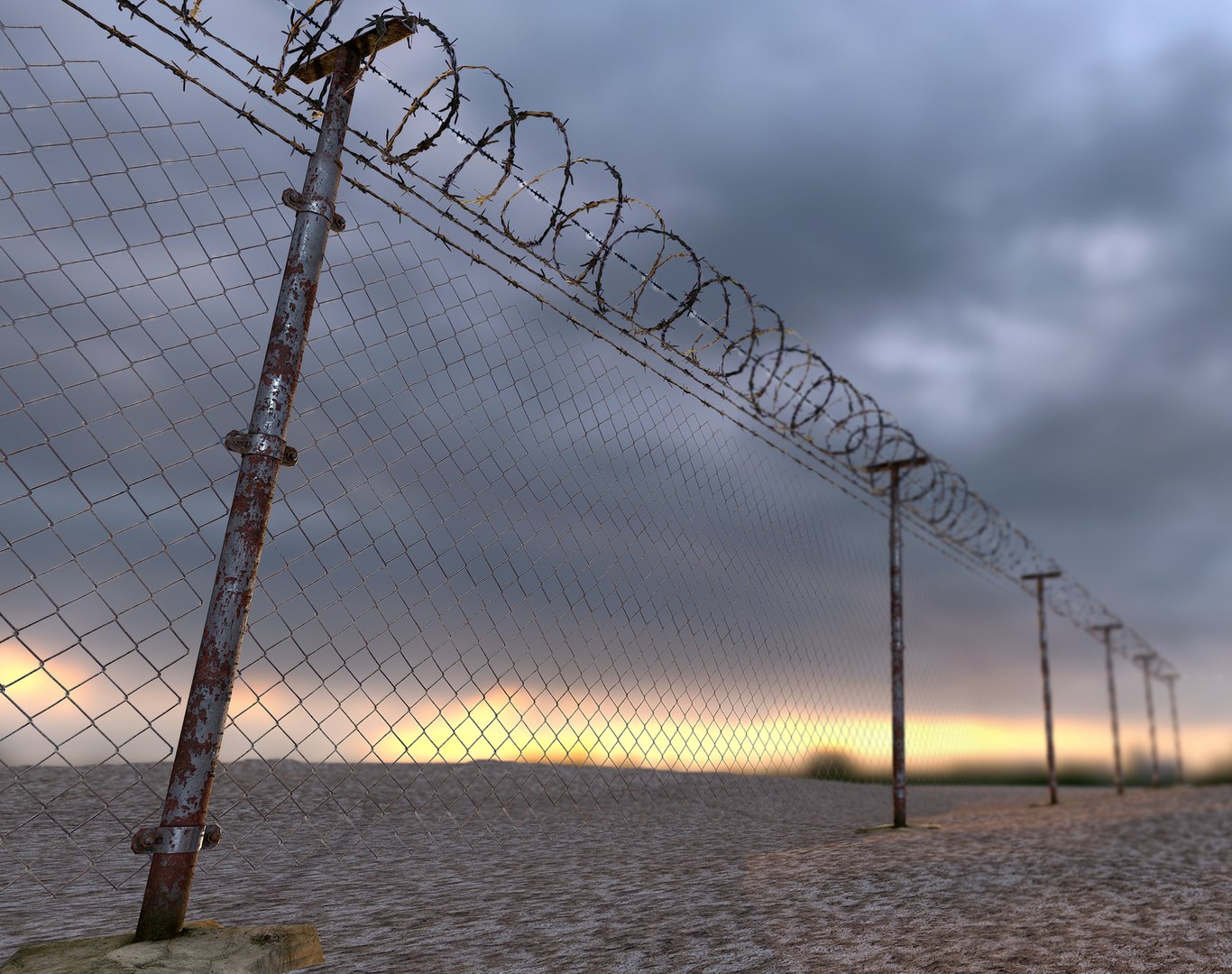 3D Old Chain Link Fence - TurboSquid 2200200