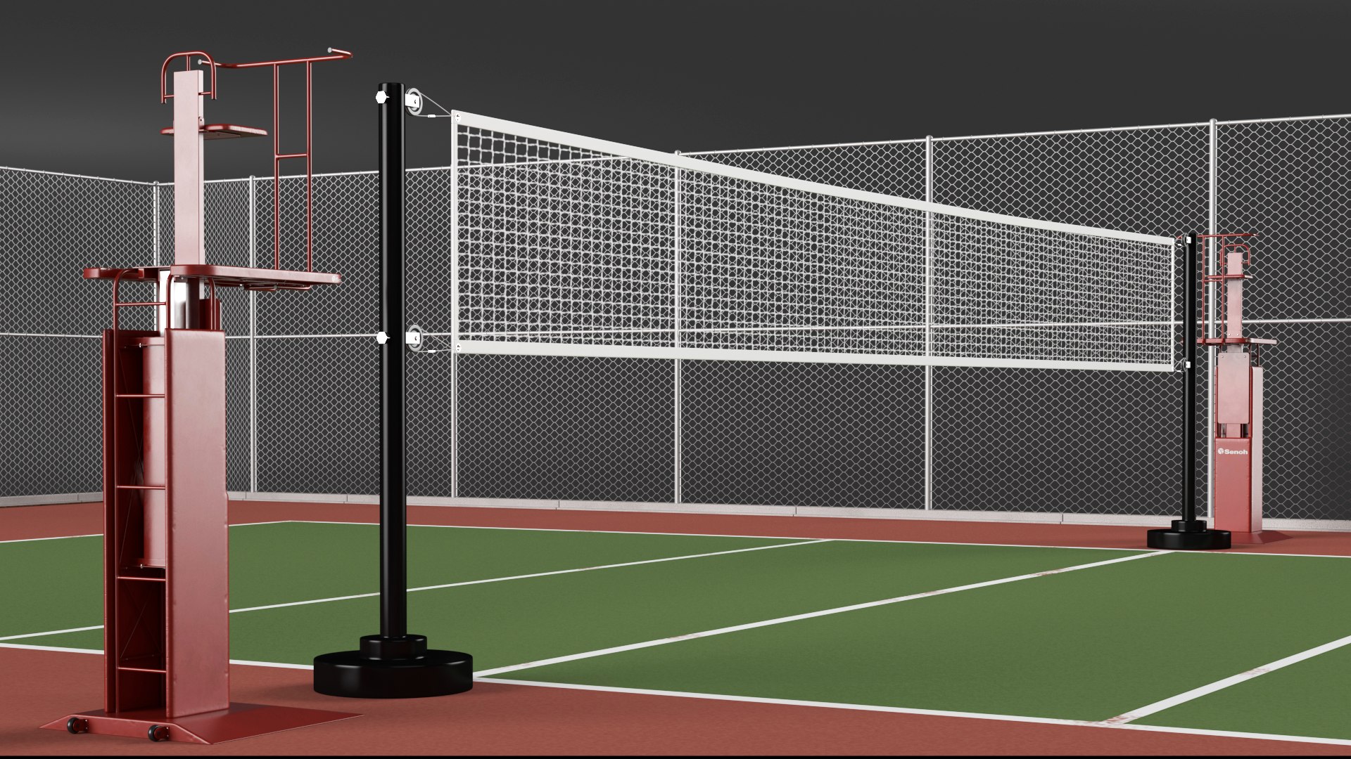 3D Model Volleyball Court And Referee Towers By SENOH - TurboSquid 2274414