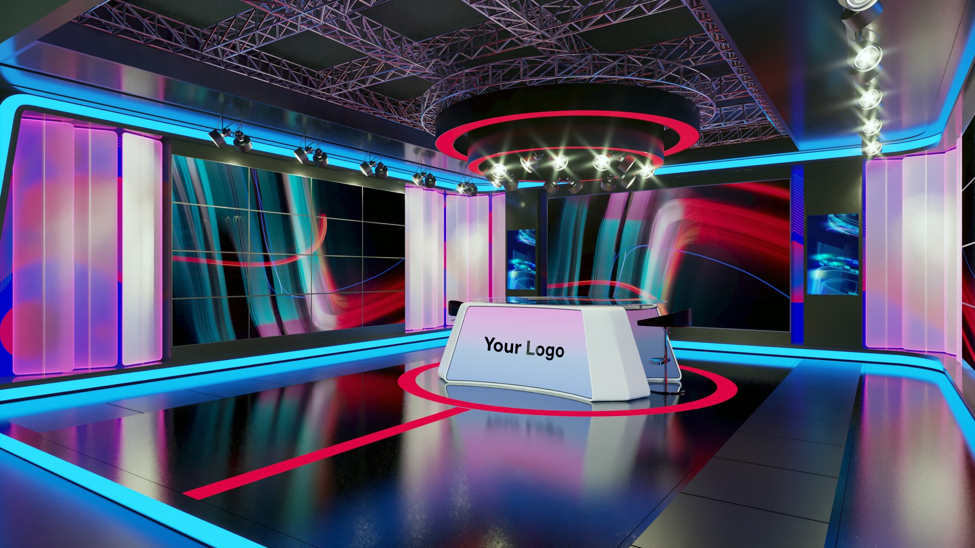 Virtual TV Studio Chat Show 3D - TurboSquid 2053000