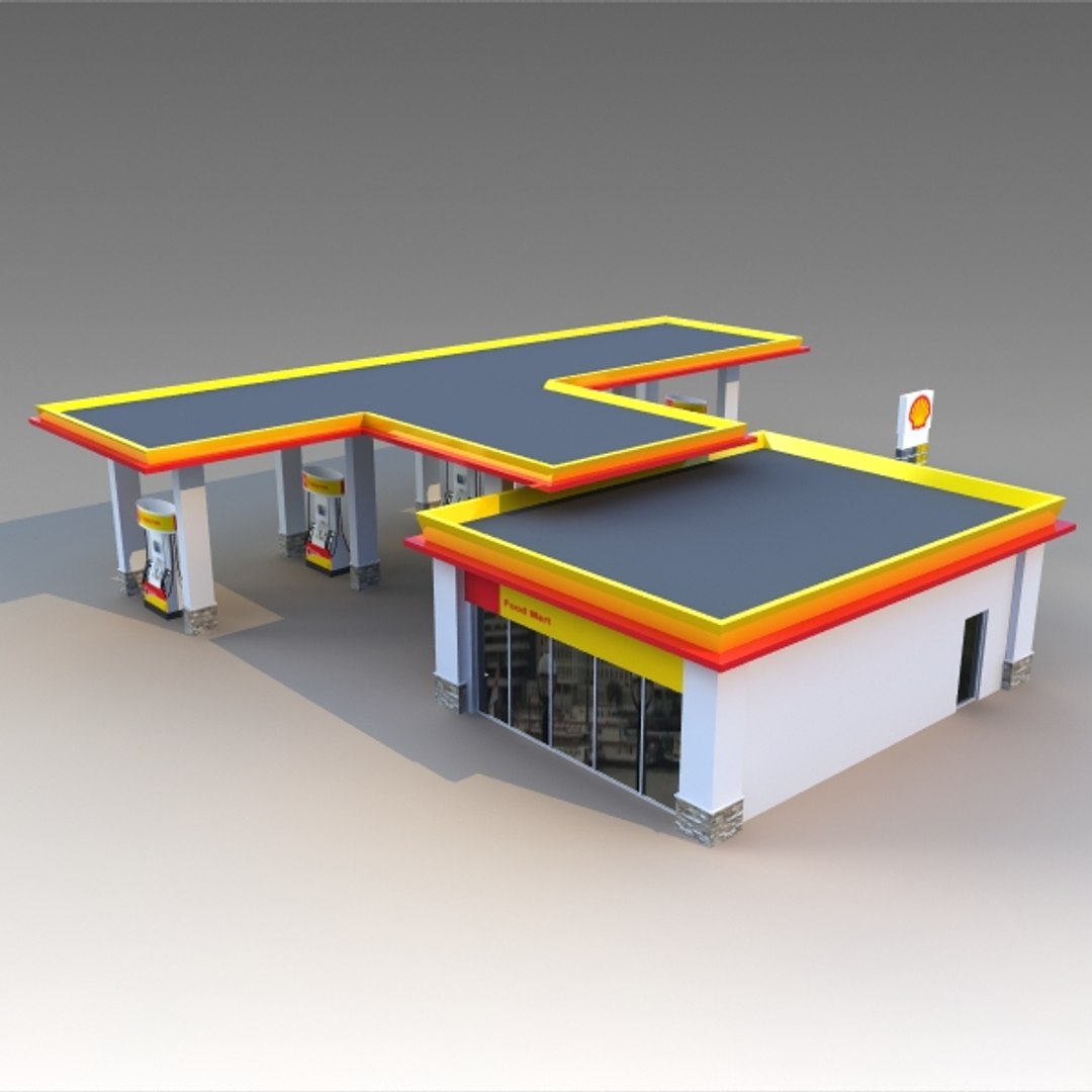 3d Gas Station Shell