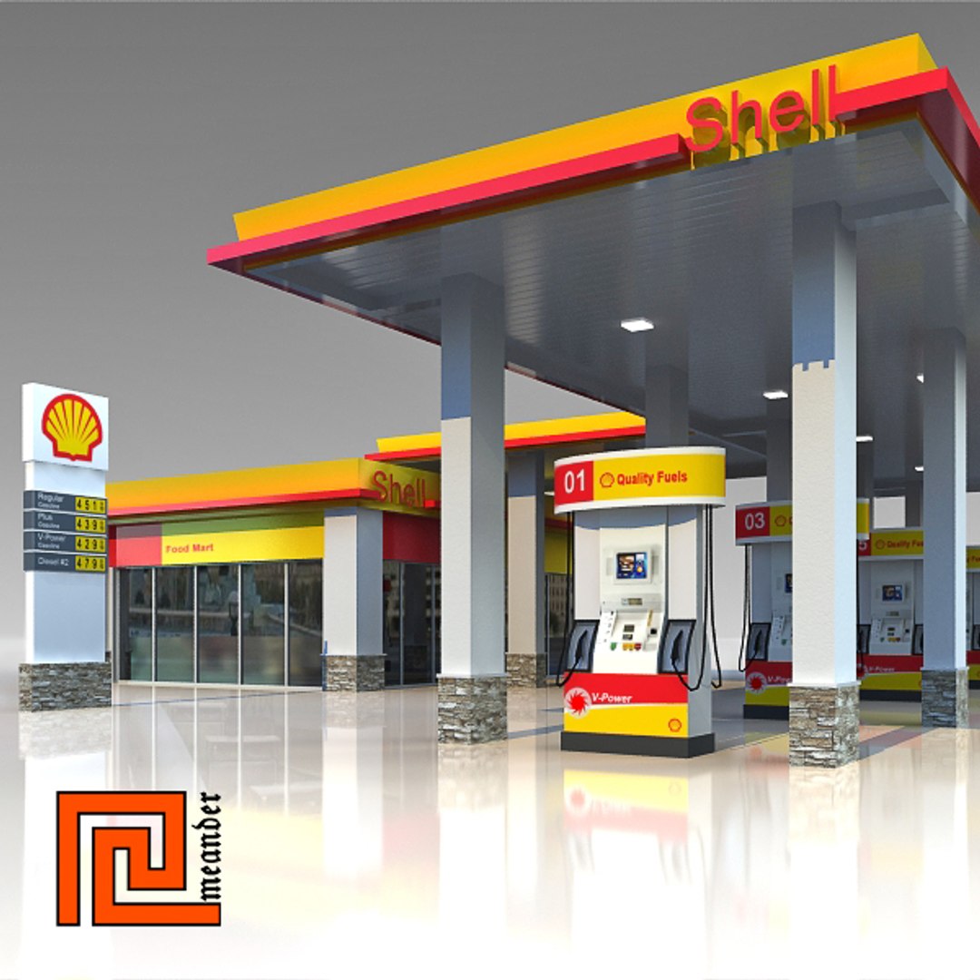 3d Gas Station Shell