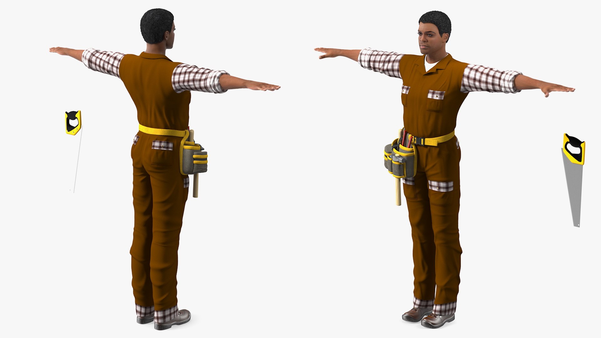 3D Afro American Woodworker T Pose - TurboSquid 1754834