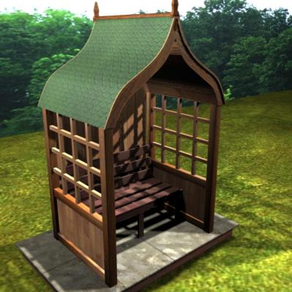 3d oak garden arbour model