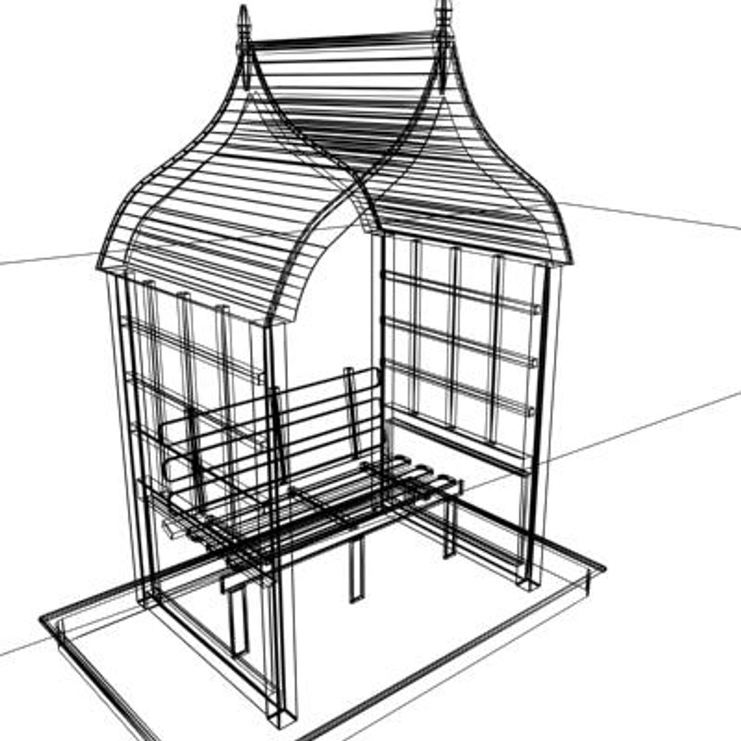 3d Oak Garden Arbour Model