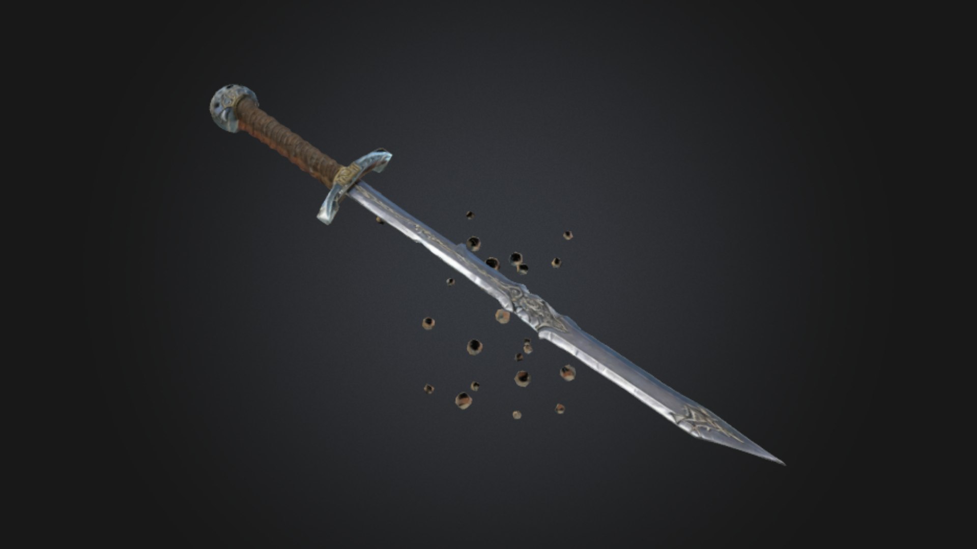 Stylized Game Ready Fantasy Sword 3K Triangles Low Poly FBX OBJ BLEND ...