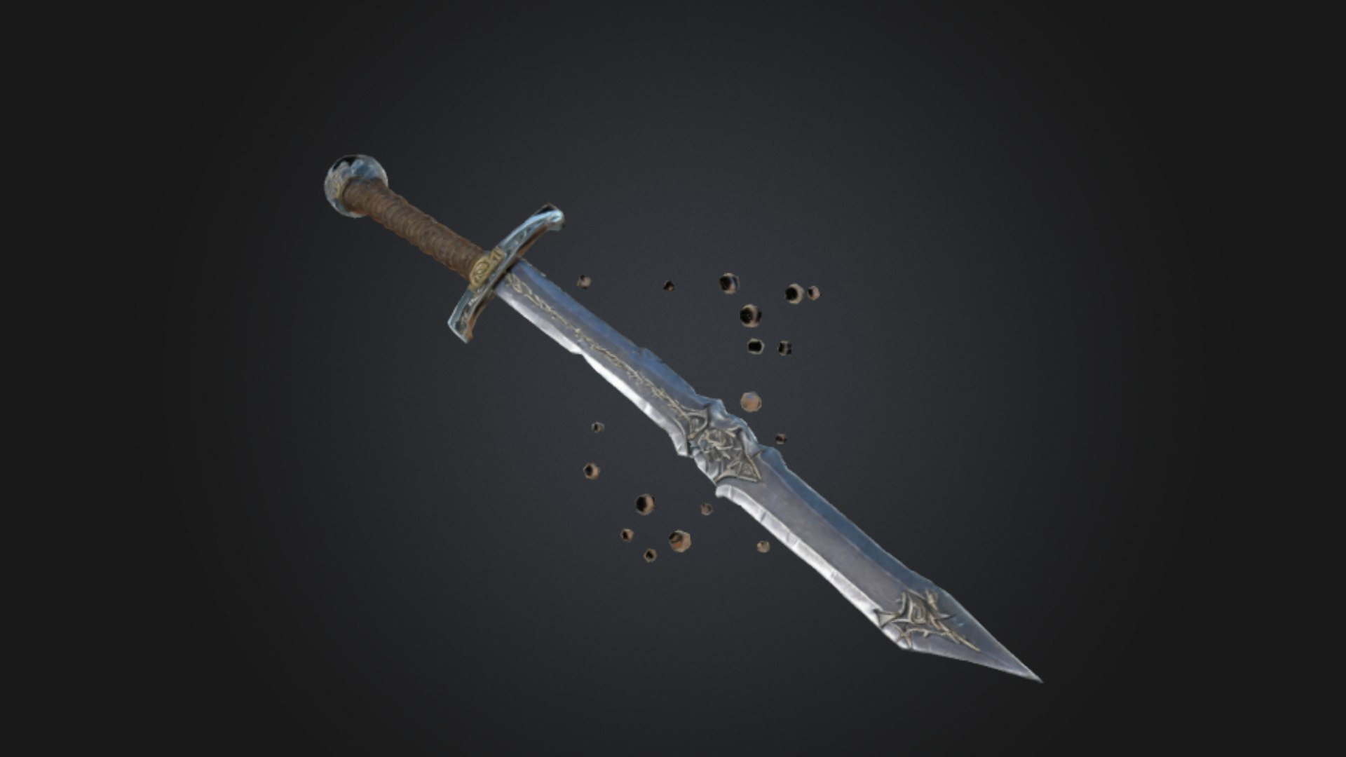 Stylized Game Ready Fantasy Sword 3K Triangles Low Poly FBX OBJ BLEND ...