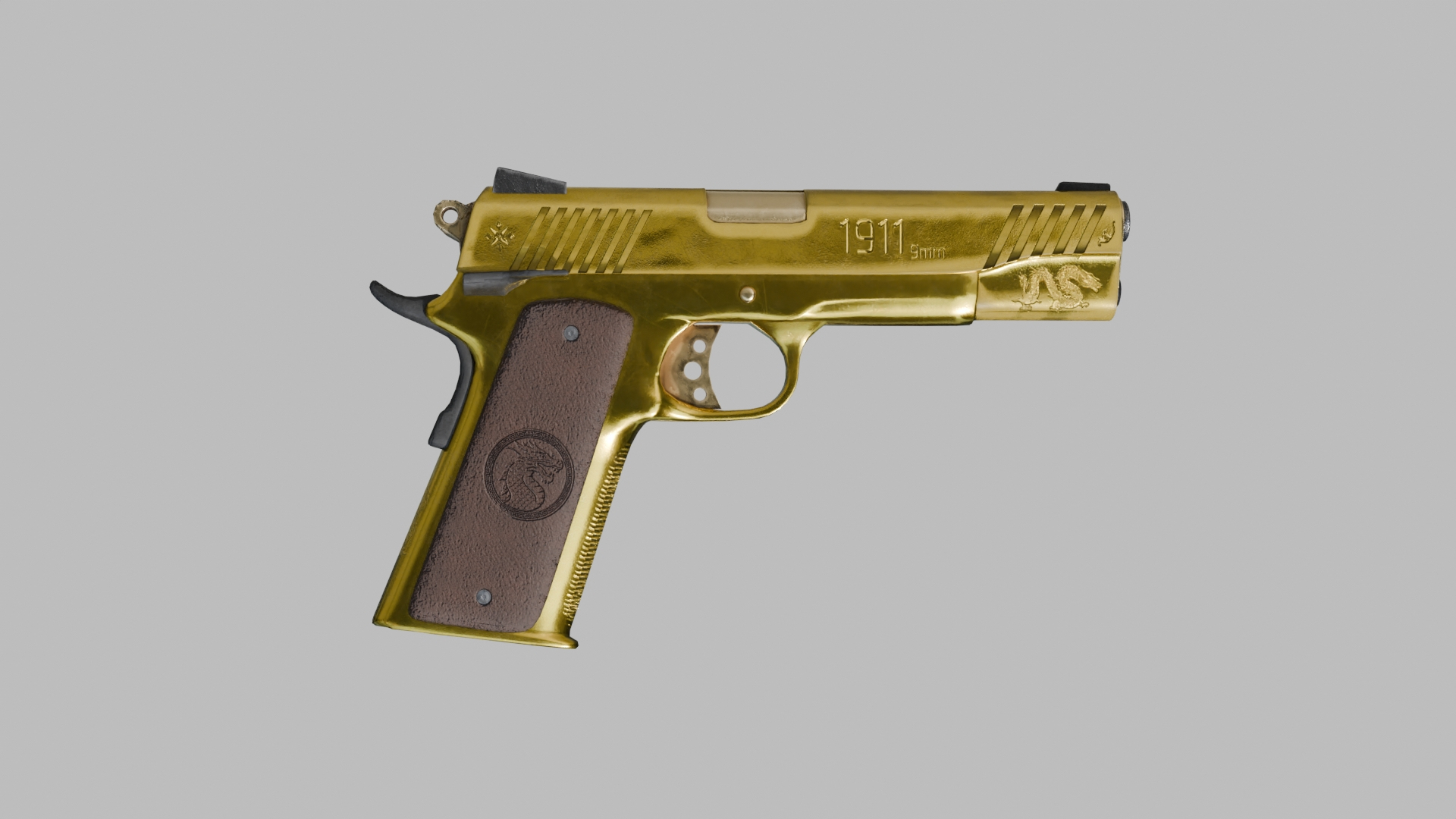 3D Golden 1911 Pistol Model - TurboSquid 2175057