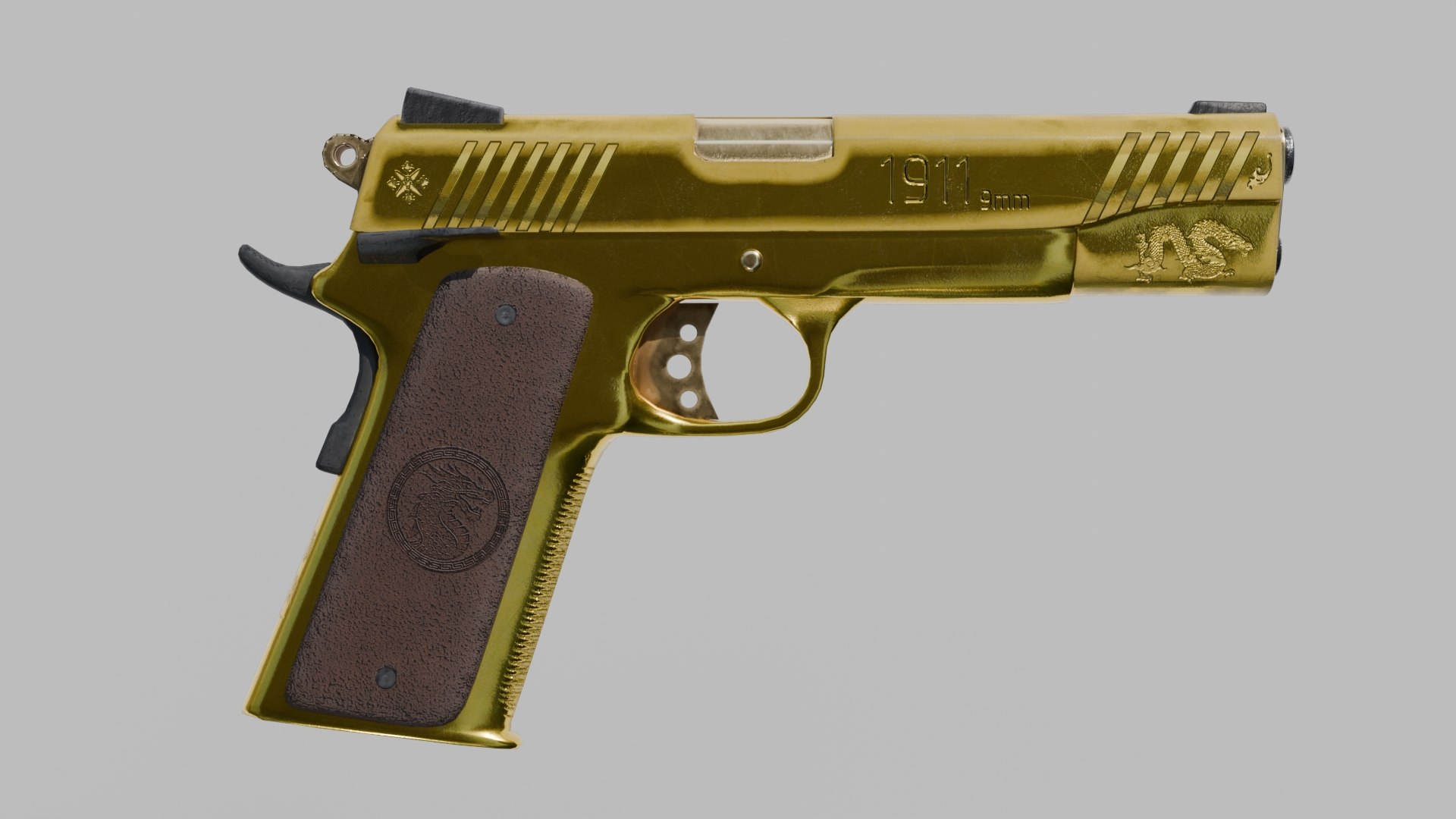 3D Golden 1911 Pistol Model - TurboSquid 2175057