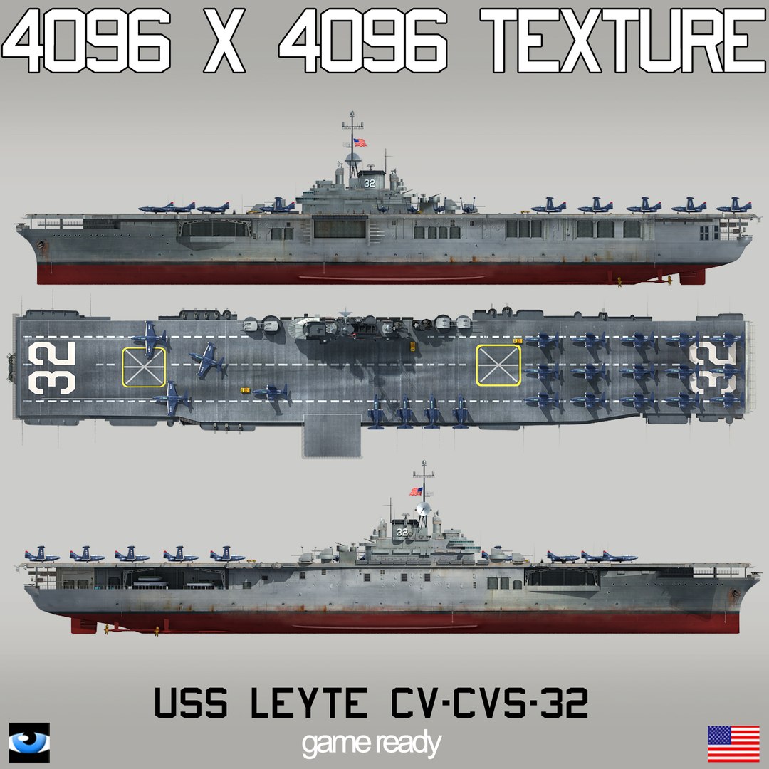 3D Model Uss Leyte Cv-32 Cvs - TurboSquid 1541122