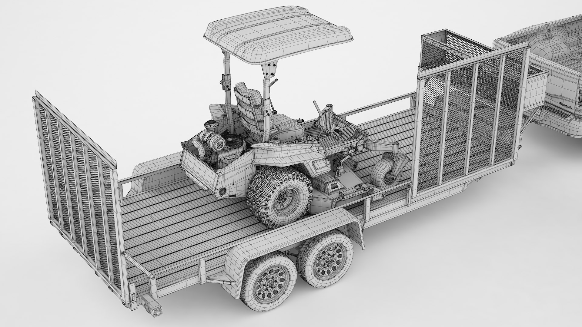 3D Dodge Ram 3500 HD 2021 with Landscape Pro Trailer 02 - TurboSquid ...