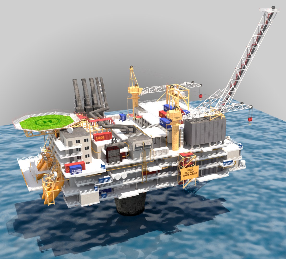 3D Oil Rig Platform Shell - TurboSquid 1227606