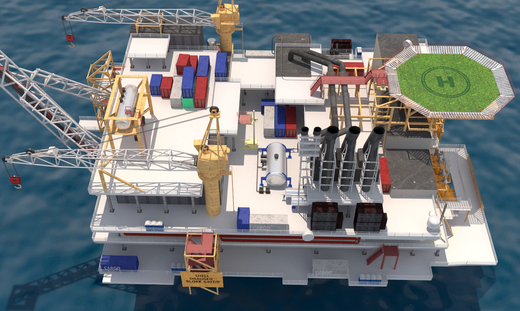 3D Oil Rig Platform Shell - TurboSquid 1227606