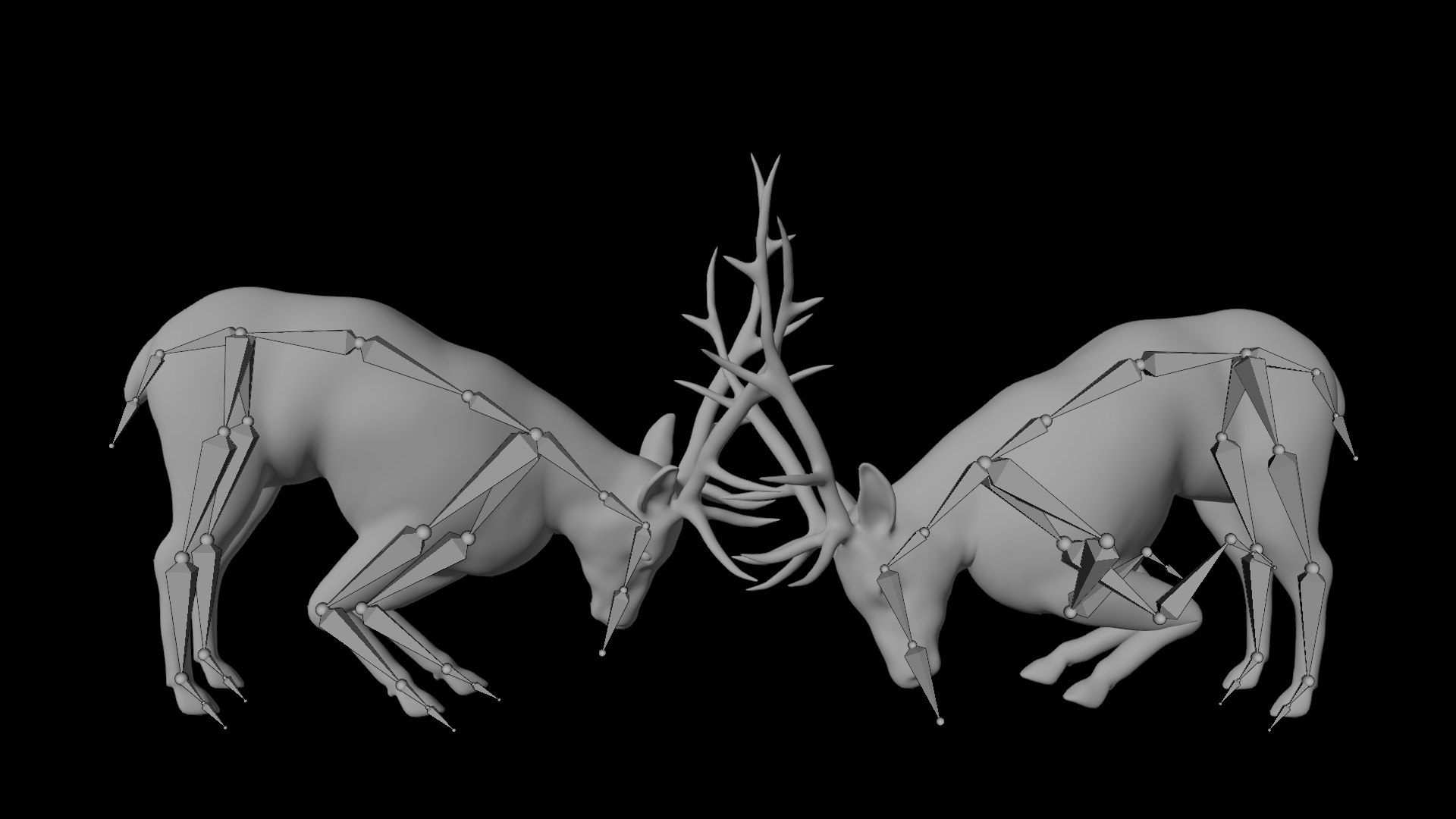 Fully Rigged Low Poly Fighting Elk 3D Model - TurboSquid 1755001