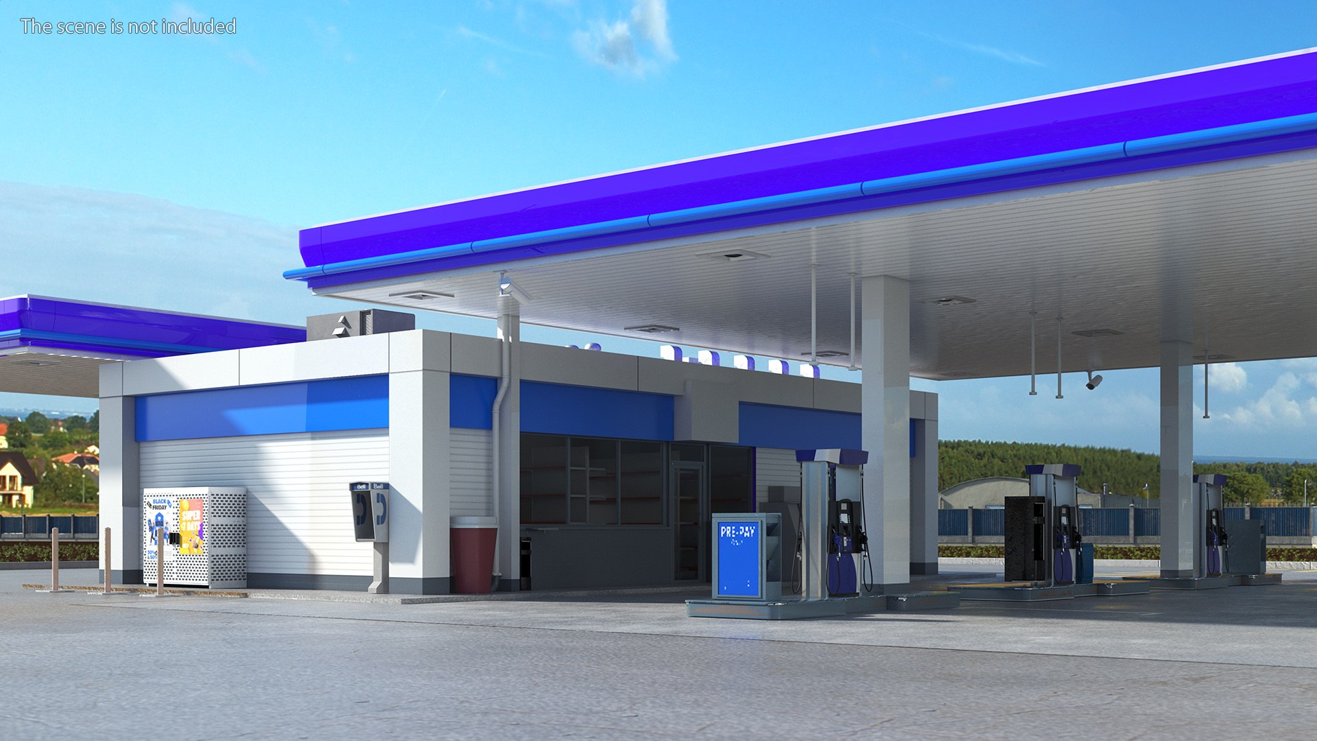 3D Model Gasoline Station Blue - TurboSquid 2284102
