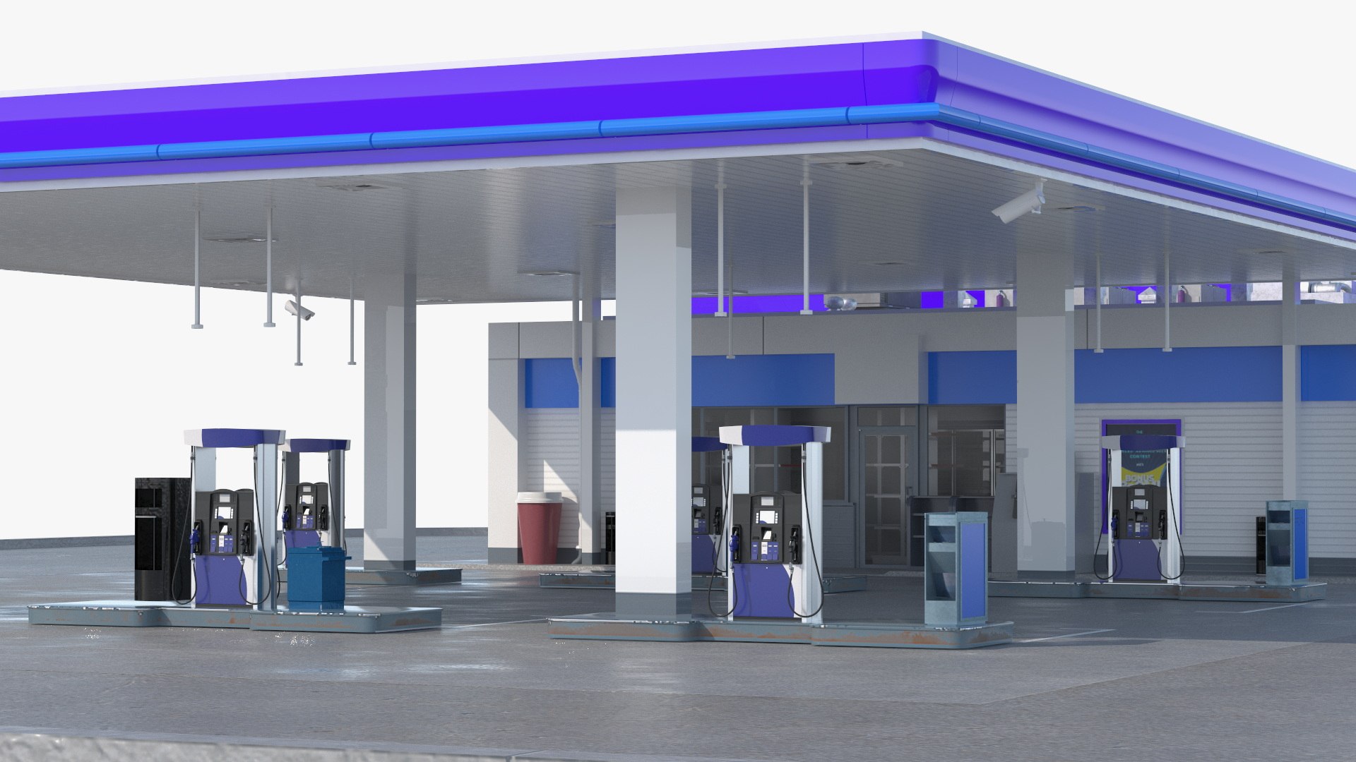 3D Model Gasoline Station Blue - TurboSquid 2284102