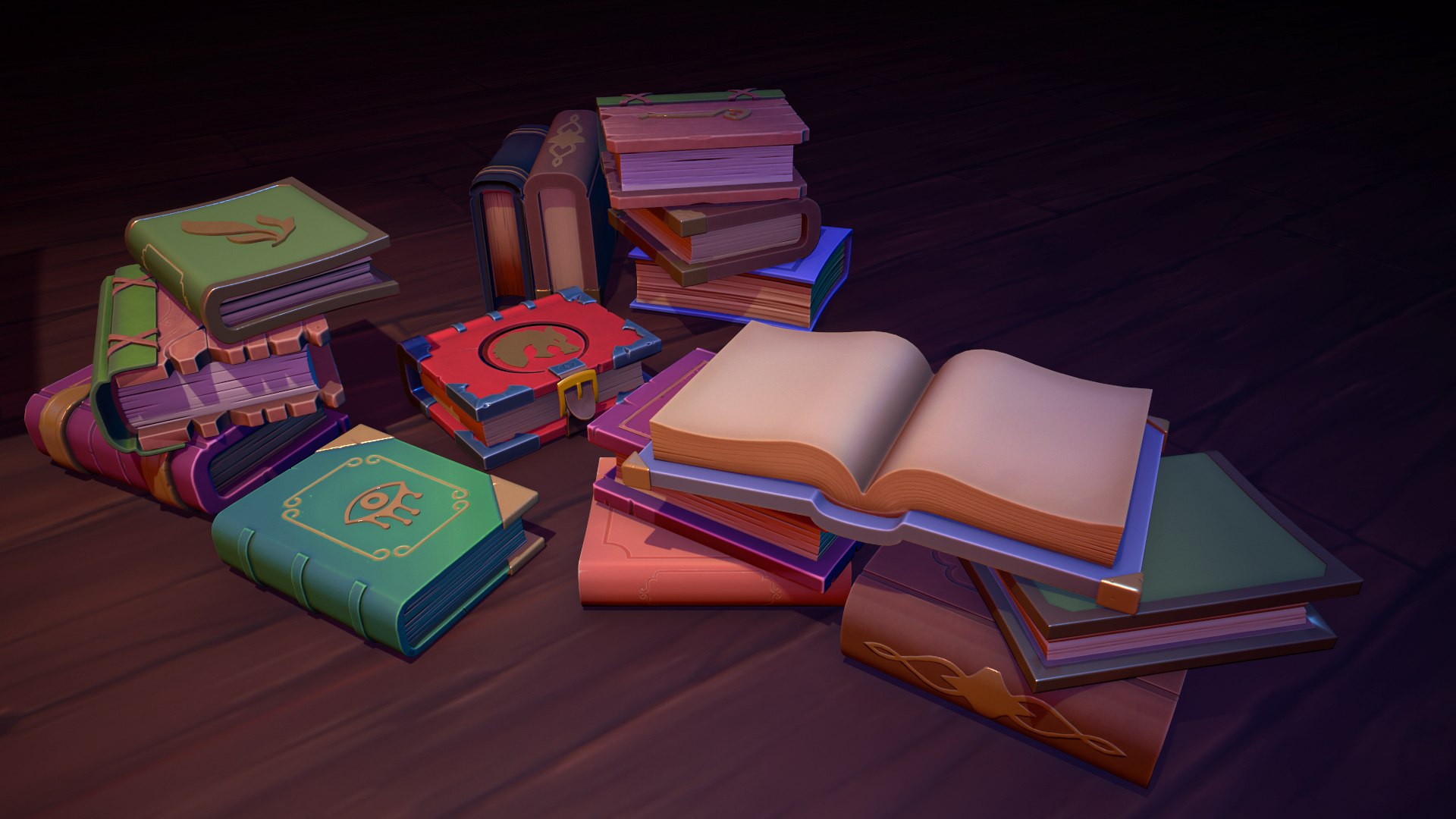 3D Stylized Magic Books Game Ready - TurboSquid 2088812