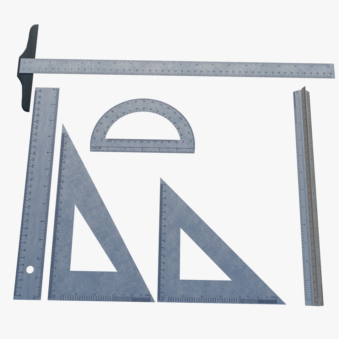 3D Realistic Steel Ruler Set model - TurboSquid 2057603