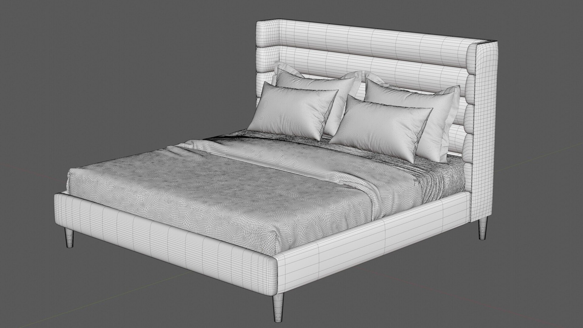 3D Oretta Upholstered Bed - TurboSquid 2223645