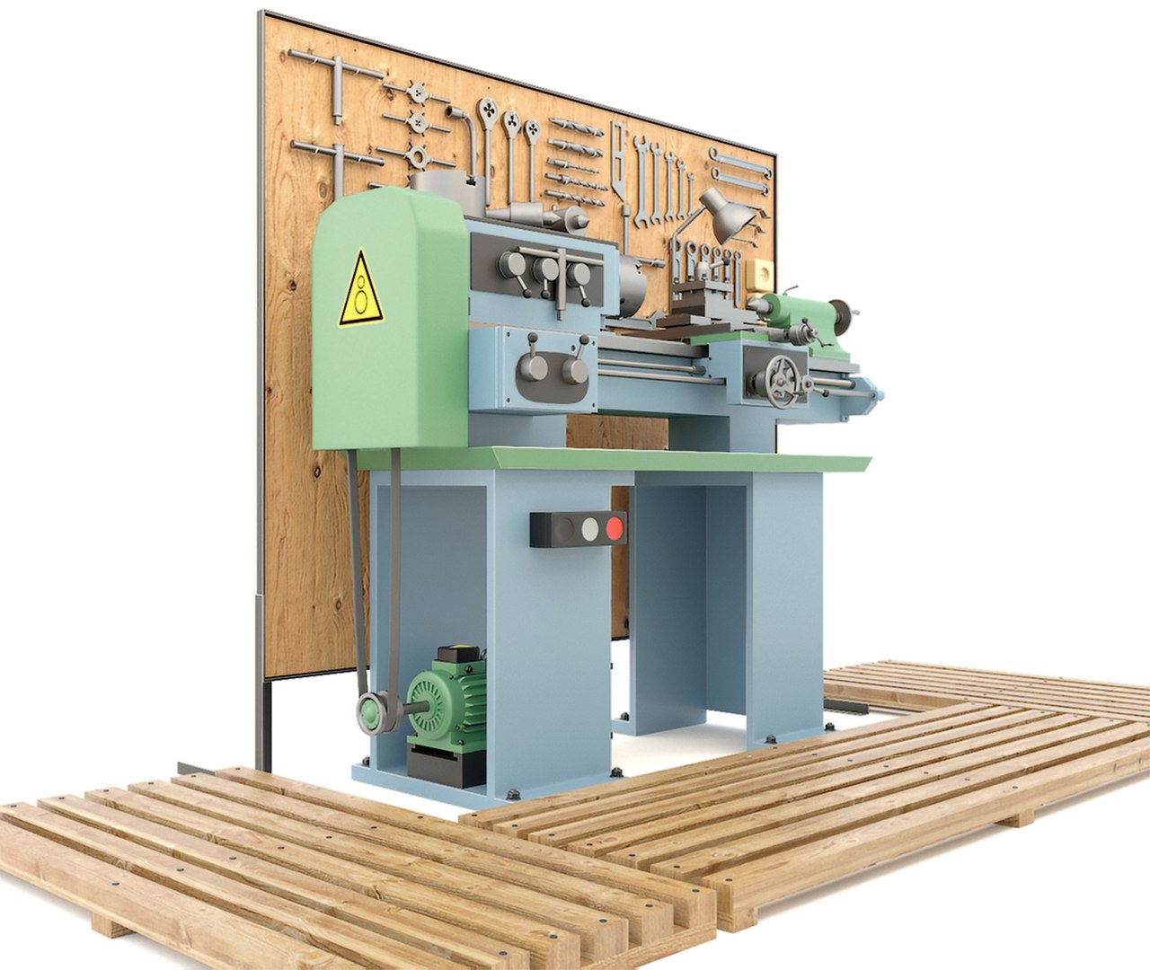 3D Lathe Machine Workbench Workshop Industrial Garage Tools Model ...