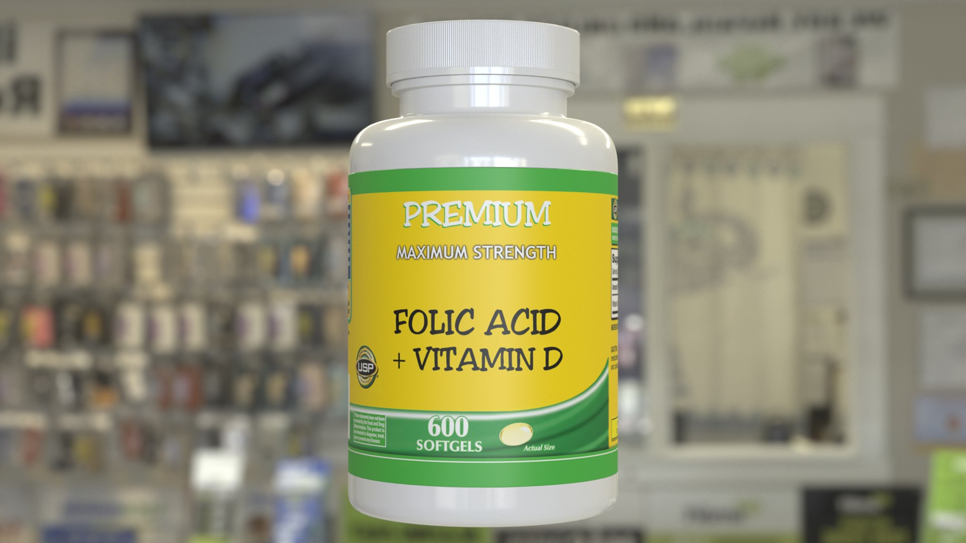 3D Folic Acid Supplement Bottle - TurboSquid 1835464