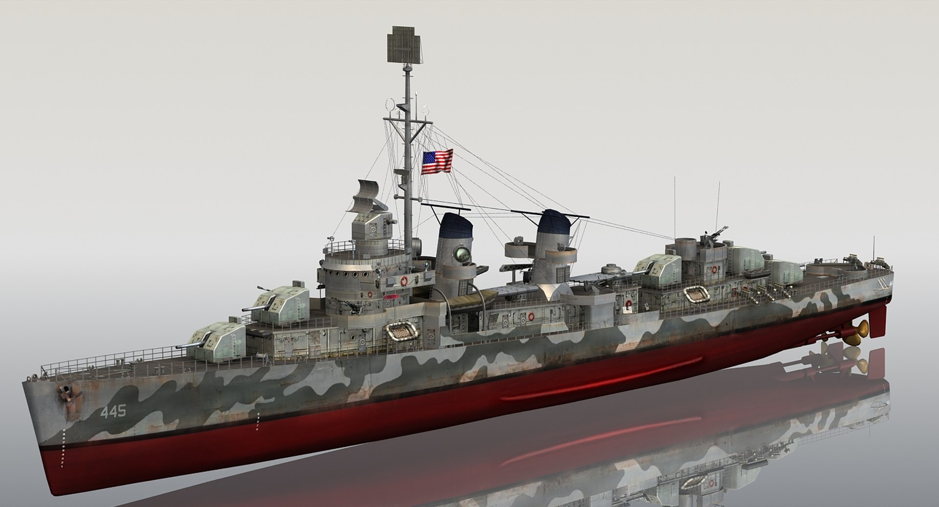 3D uss fletcher dd model - TurboSquid 1220916