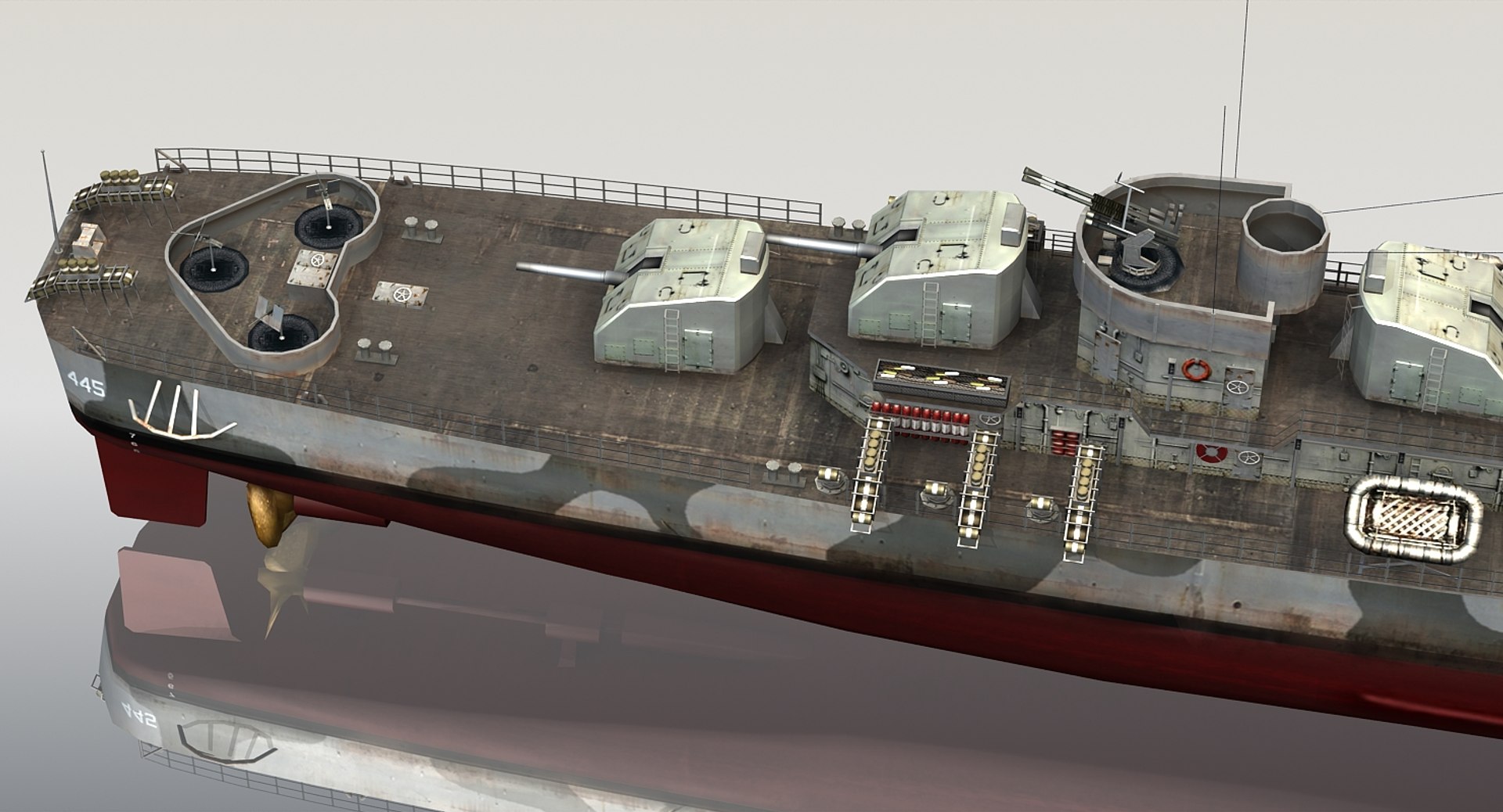 3D uss fletcher dd model - TurboSquid 1220916
