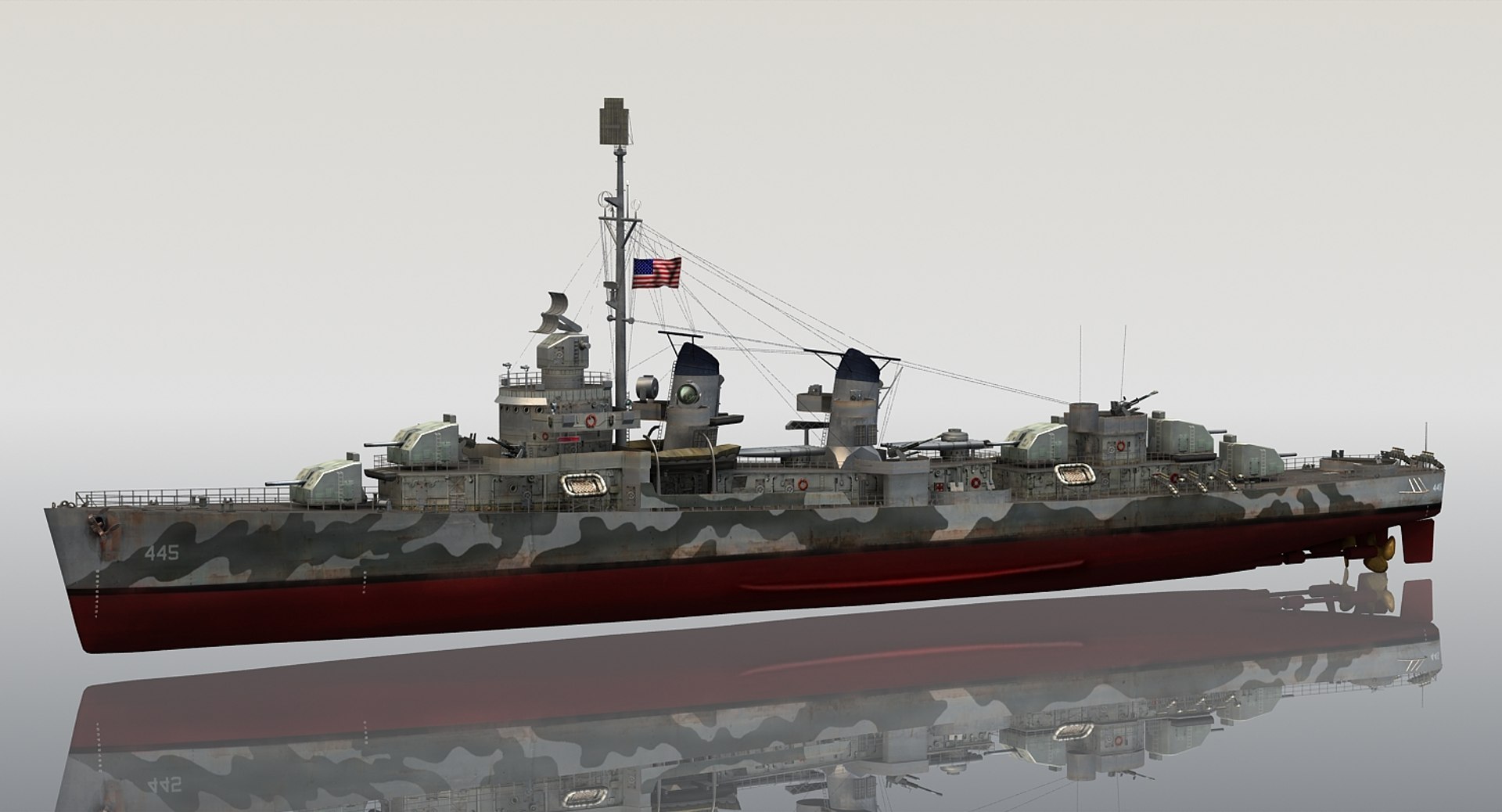 3D uss fletcher dd model - TurboSquid 1220916