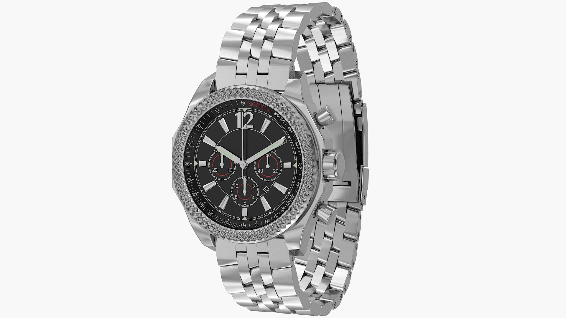3D Model Generic Steel Bracelet Watch Black Dial - TurboSquid 2150974