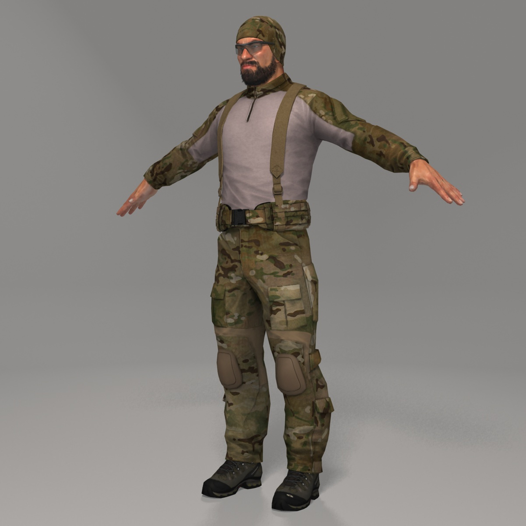 3d military male soldier set