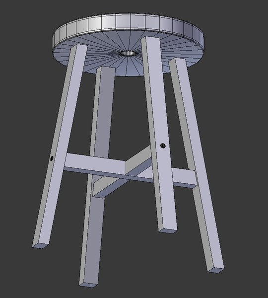 wood stool 3d model