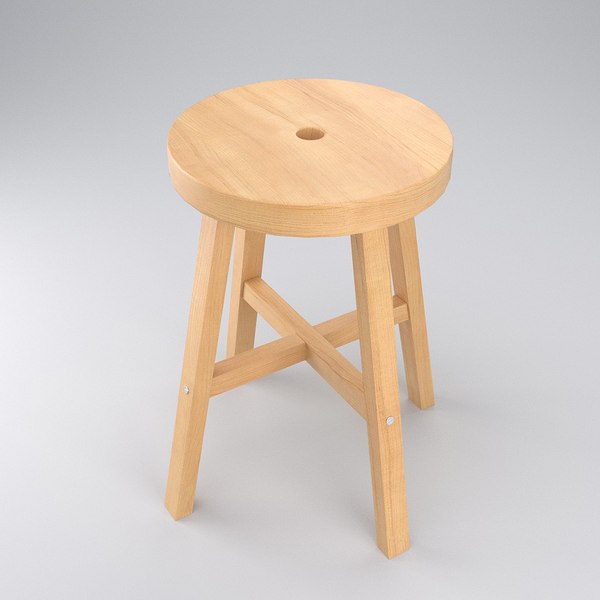 wood stool 3d model