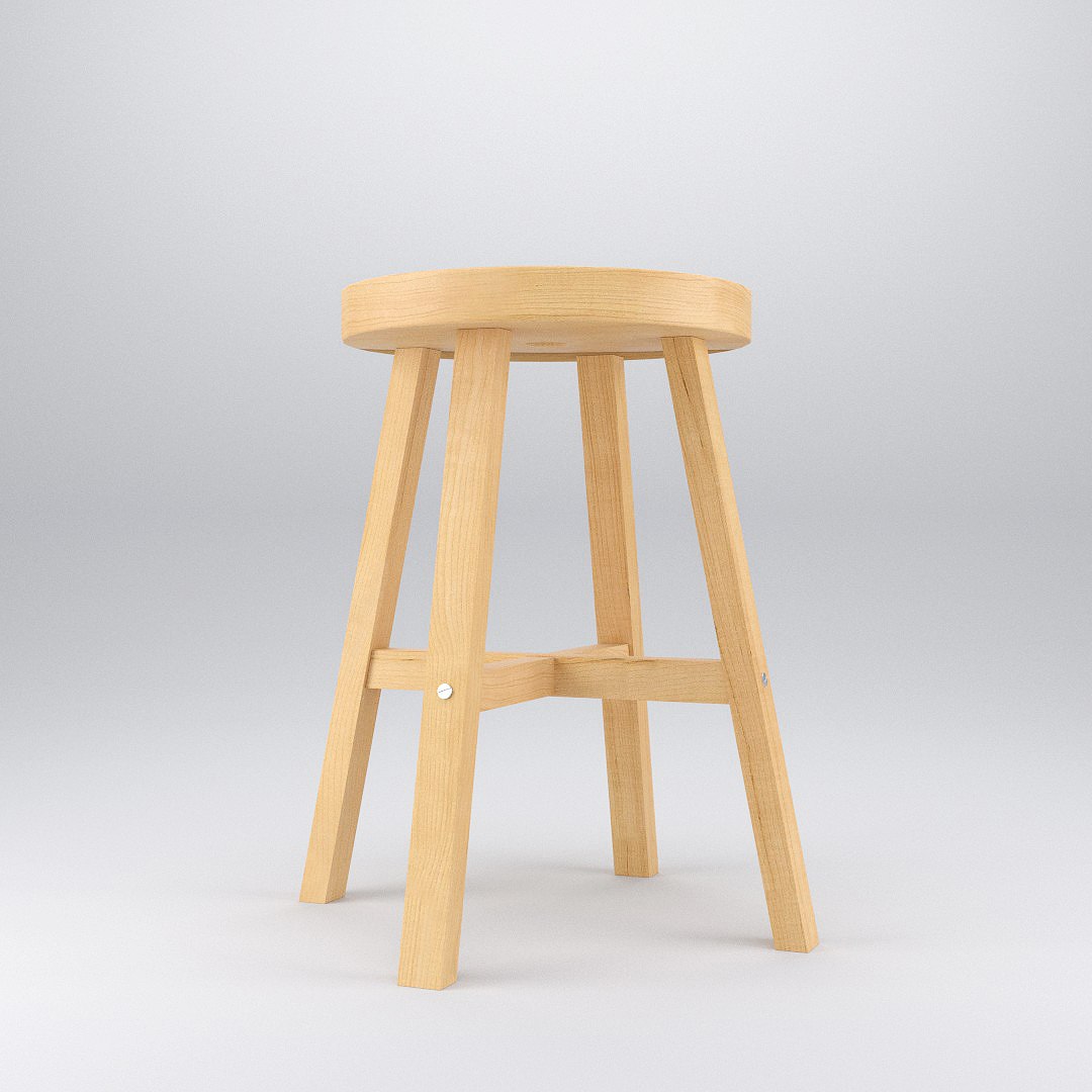 Wood Stool 3d Model