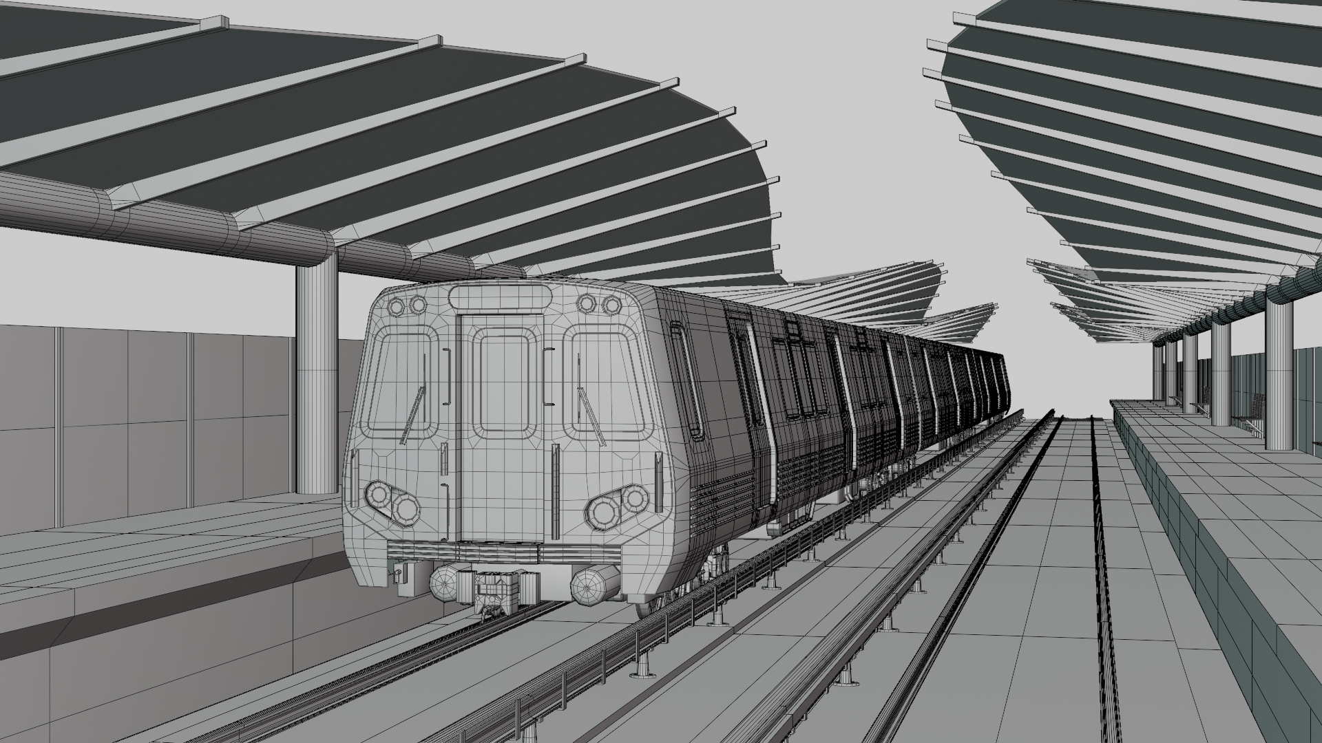 Metro station concept with train 3D model - TurboSquid 1806358