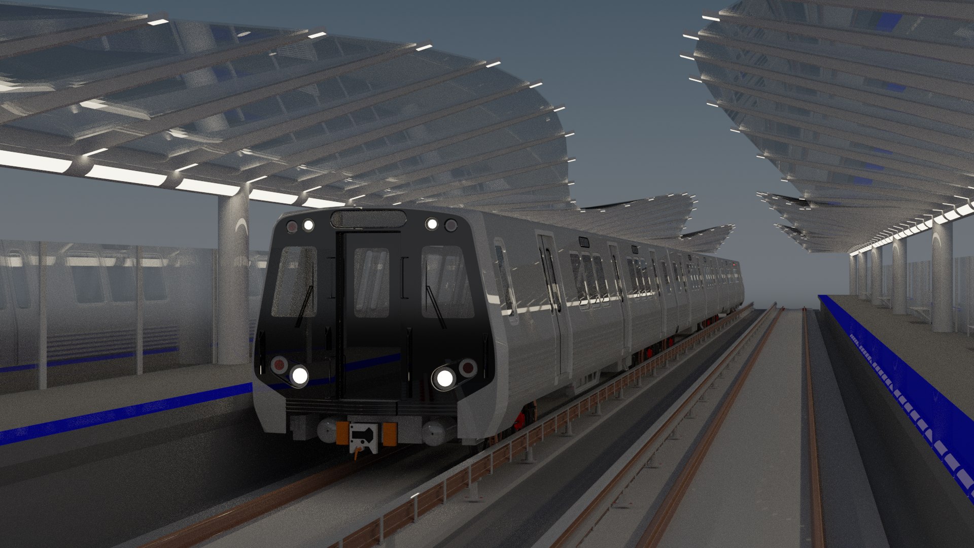 Metro Station Concept With Train 3D Model - TurboSquid 1806358