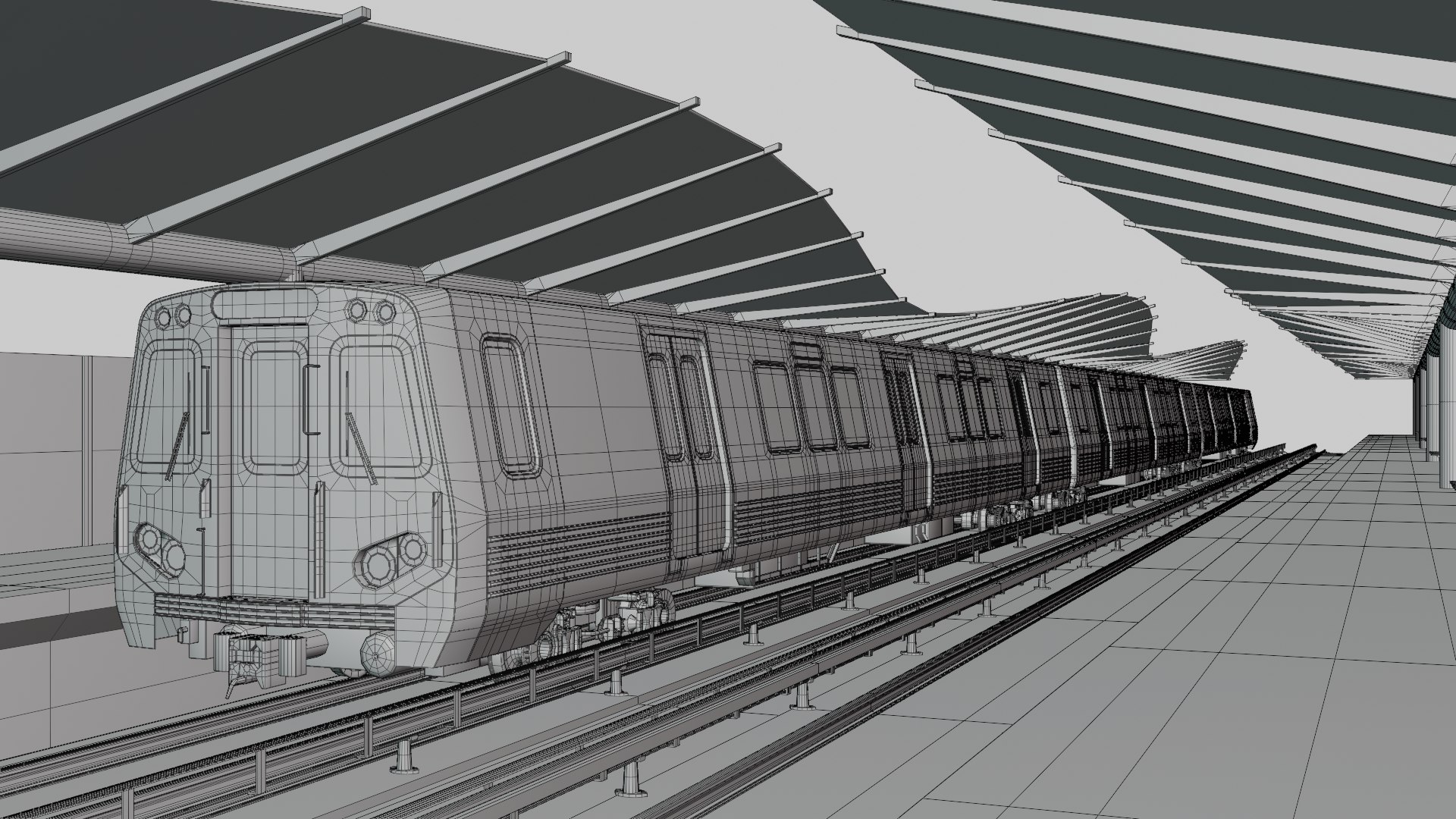 Metro Station Concept With Train 3D Model - TurboSquid 1806358